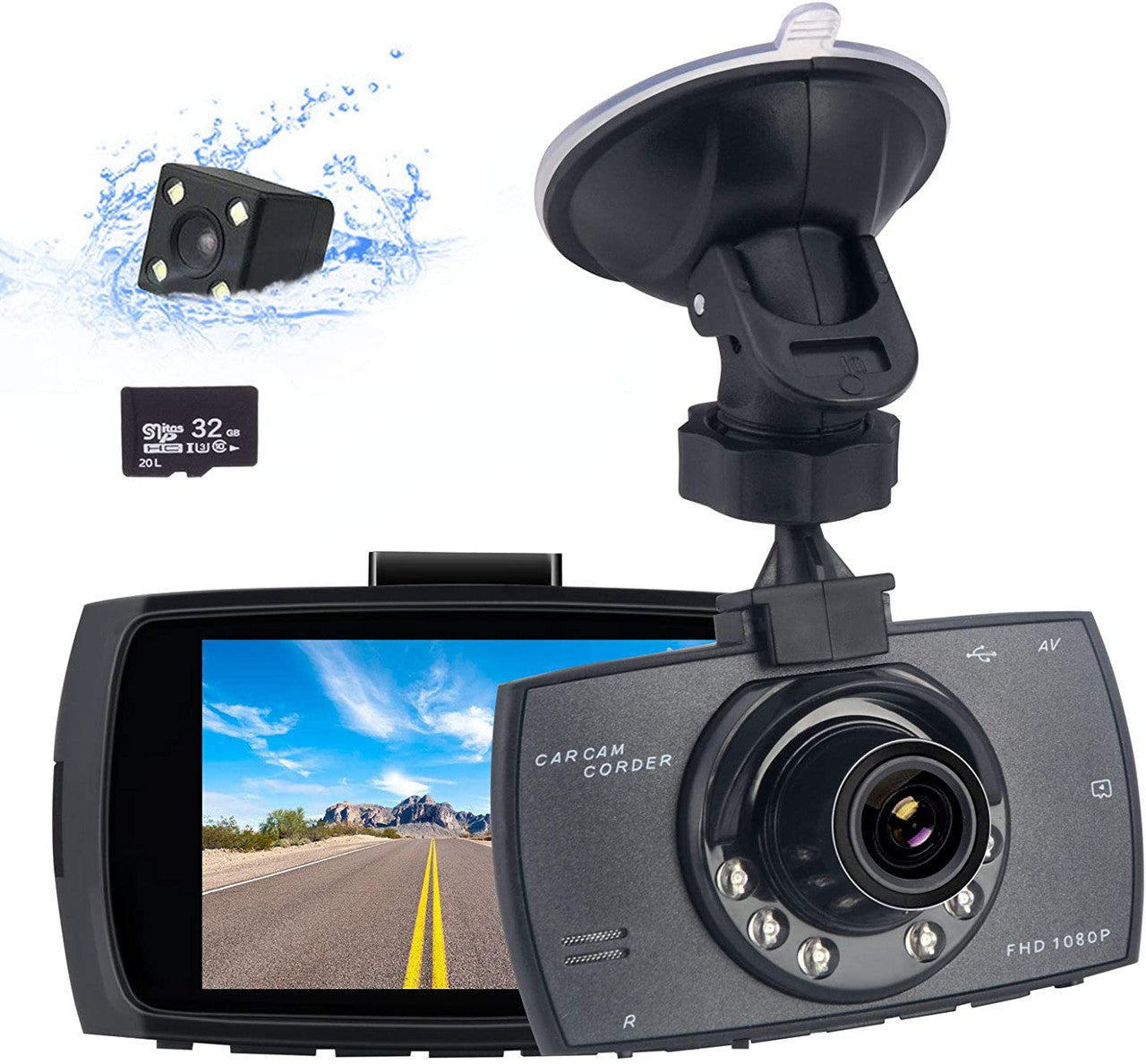 Dual Dash Camera for Cars Front and Rear with Infrared Night Vision