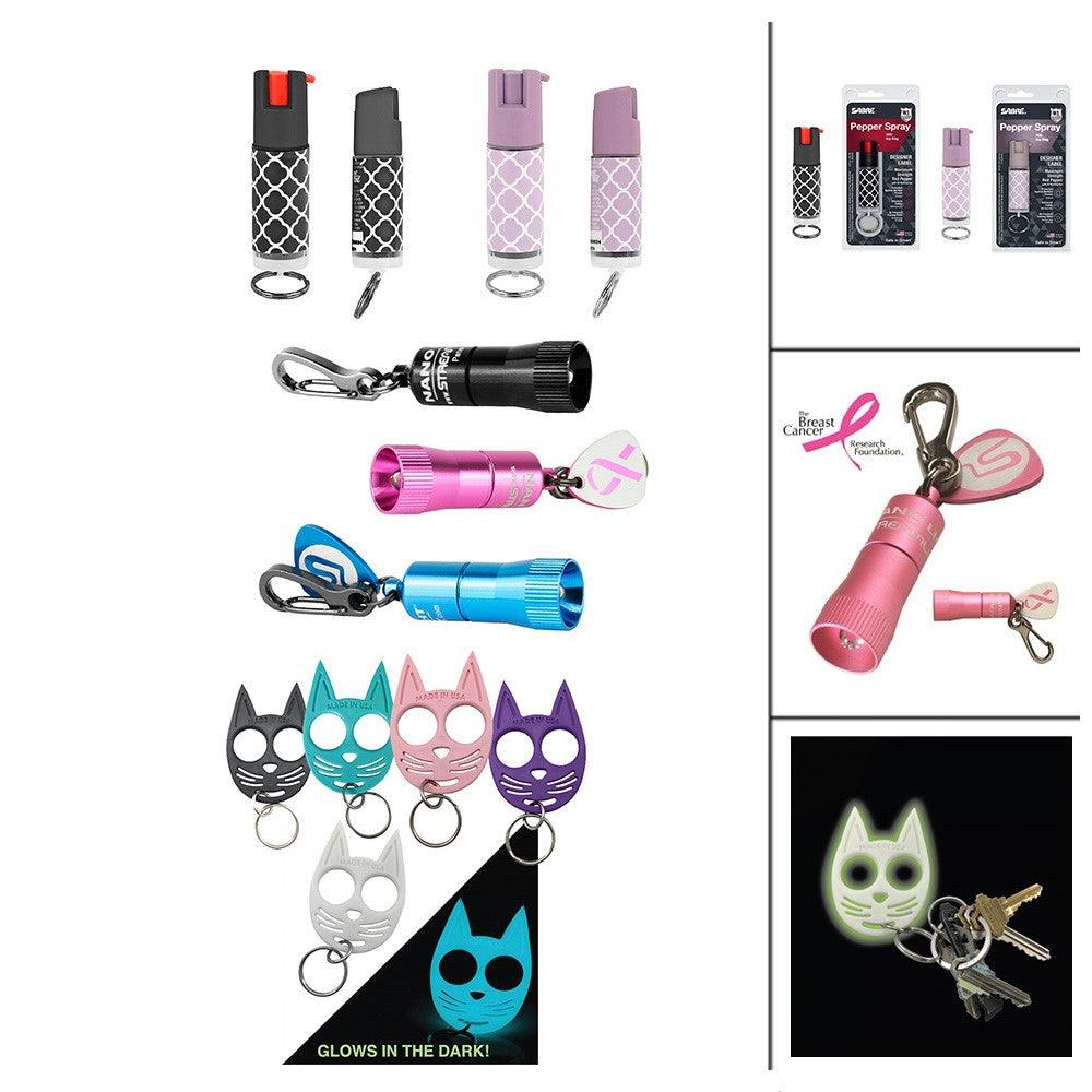 36 Units Designer Pepper Sprays Nano Flashlights & Kitty Key-Chains ...
