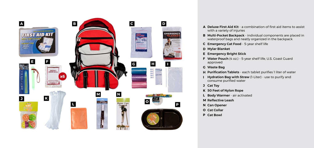 Emergency Preparedness Deluxe Cat Survival Backpack Kit – SDP Inc