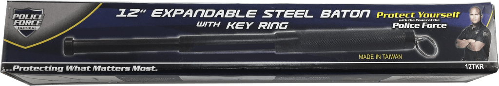 Police Force12" Expandable Steel Baton w/ Key Ring - SDP Inc