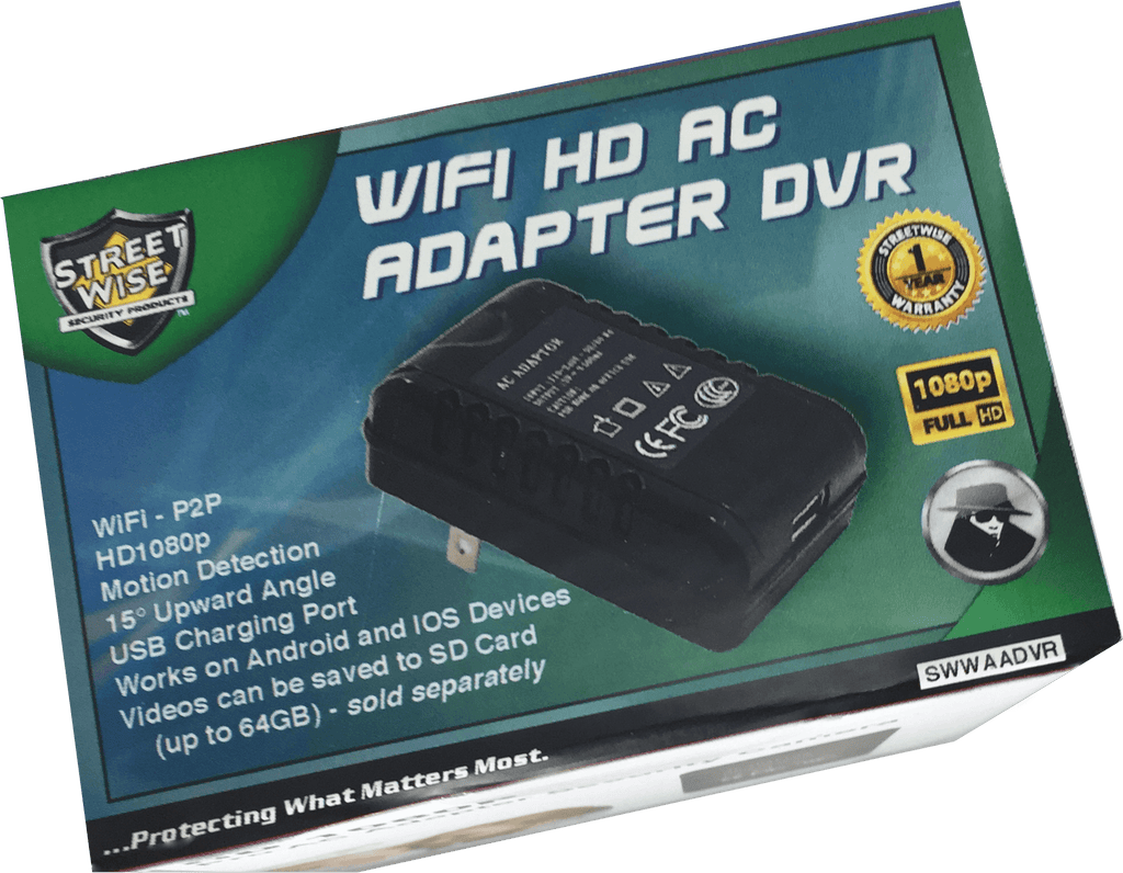 Streetwise Wi-Fi HD AC Adapter DVR Hidden Camera View Live Smart Phone ...